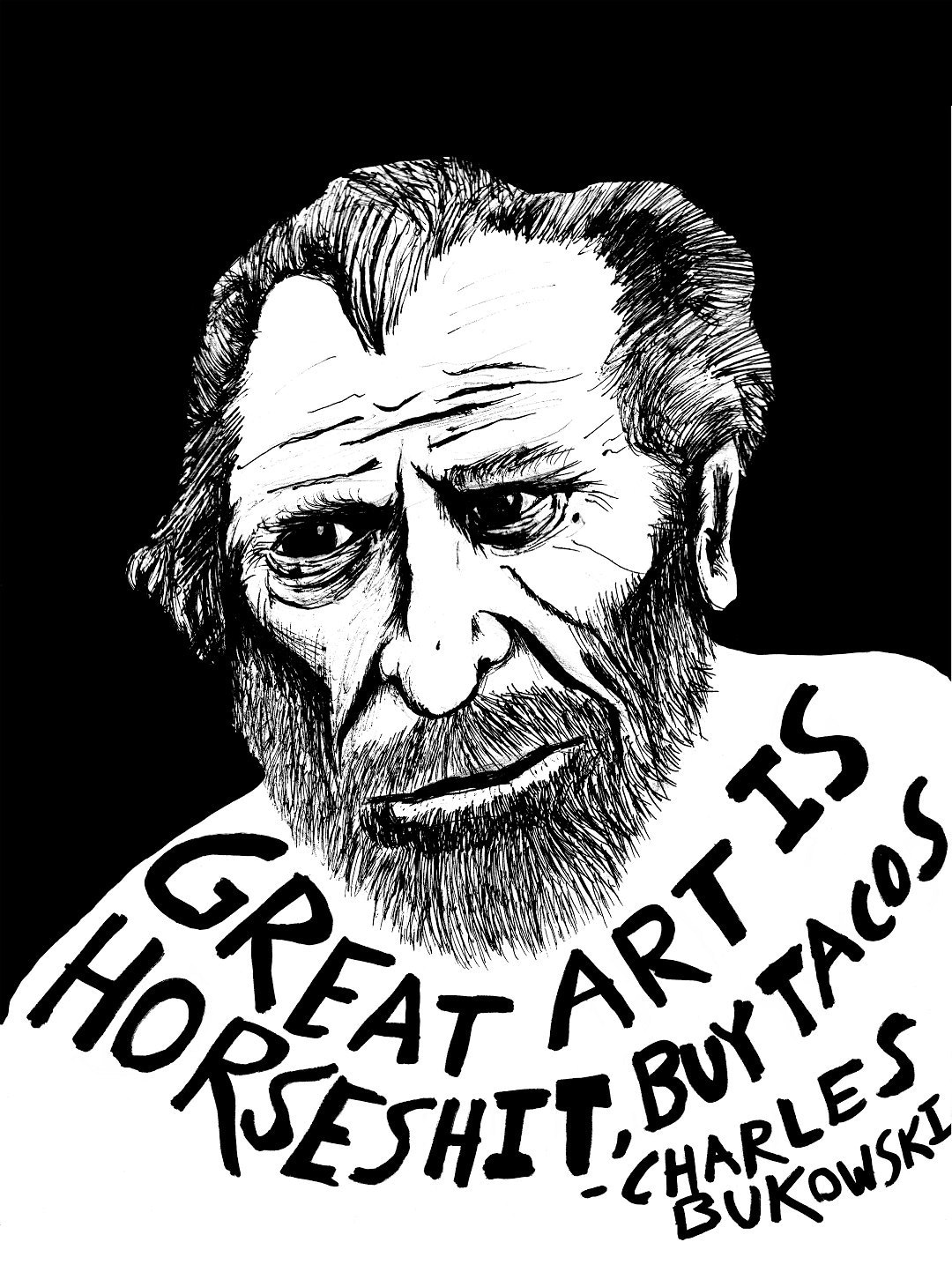 Charles Bukowski - Author Portrait & Quote - 12x16 Art Print for ...
