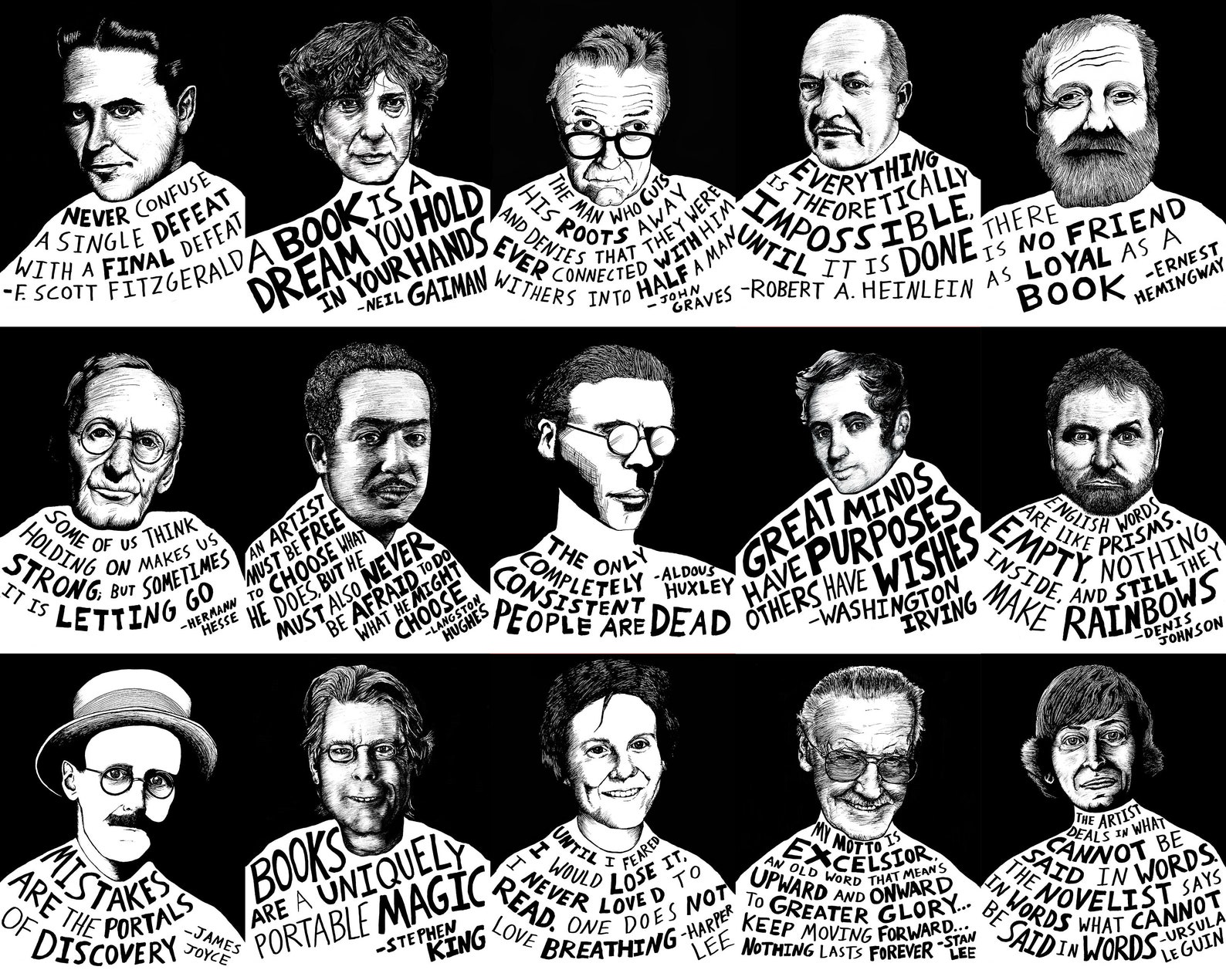 5 Author Quote Posters - High-resolution Digital Files - 40+ Authors ...