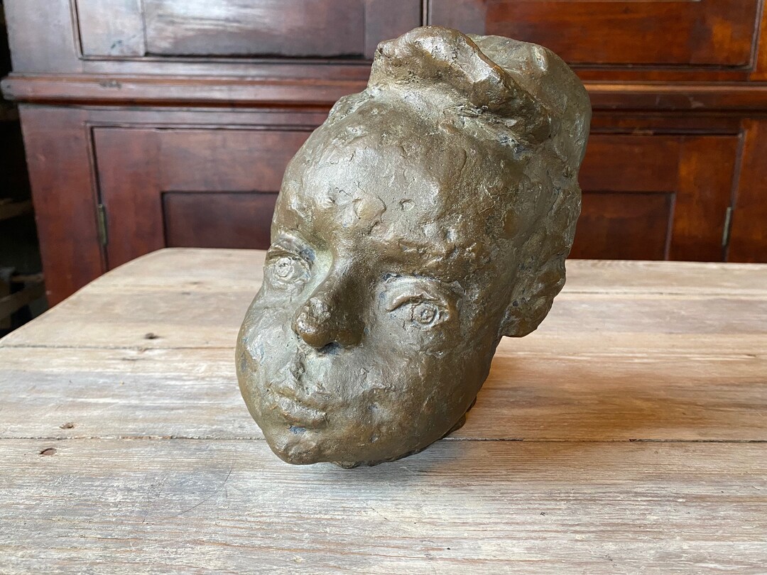Bronze Sculpture, Yeshiva Boy Mene-katz, Vintage Gestural Head Casting ...