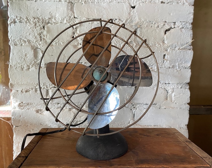 Vintage Electric Desktop Fan, Art Deco, Kwikway Co. Cast Iron, 1950s ...