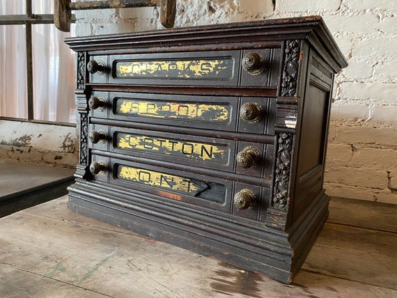 Antique Spool Cabinet Clarks O.N.T Cotton Thread 4 Drawer - Etsy