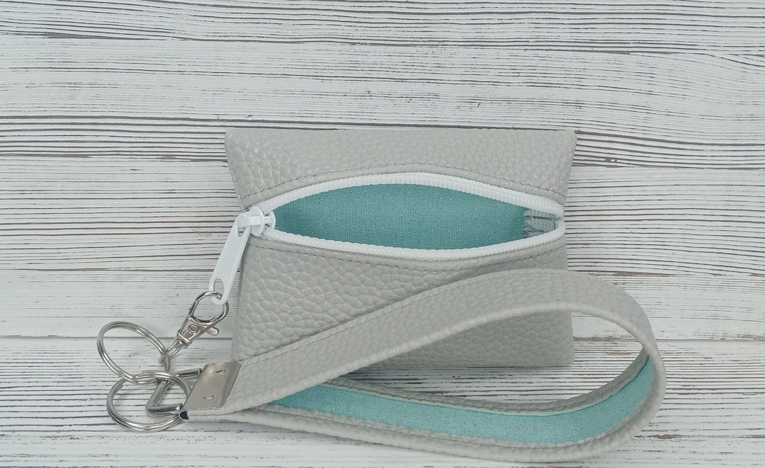 Leather Keychain Wallet and Key Fob Wristlet Key Chain Coin Purse Card ...