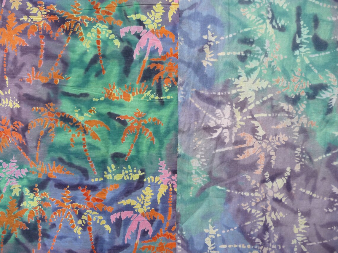 Batik Fabric With Palm Trees Colorful Batik - Etsy