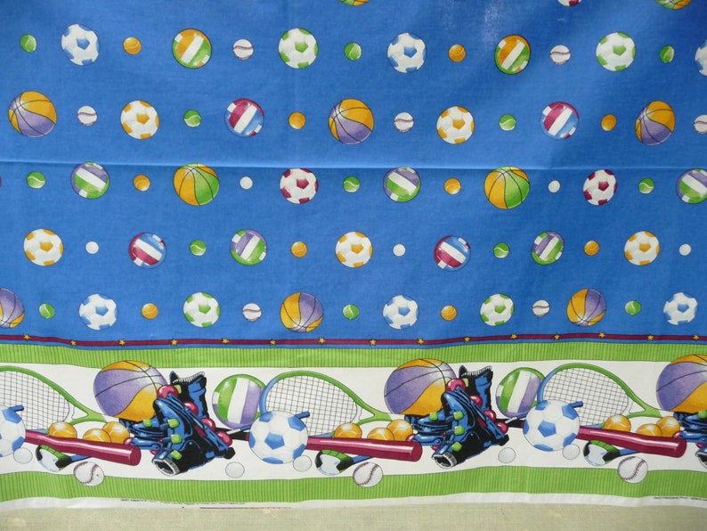 Fabric, Sports Theme Fabric, Bright, Colorful Sports Theme Fabric From ...