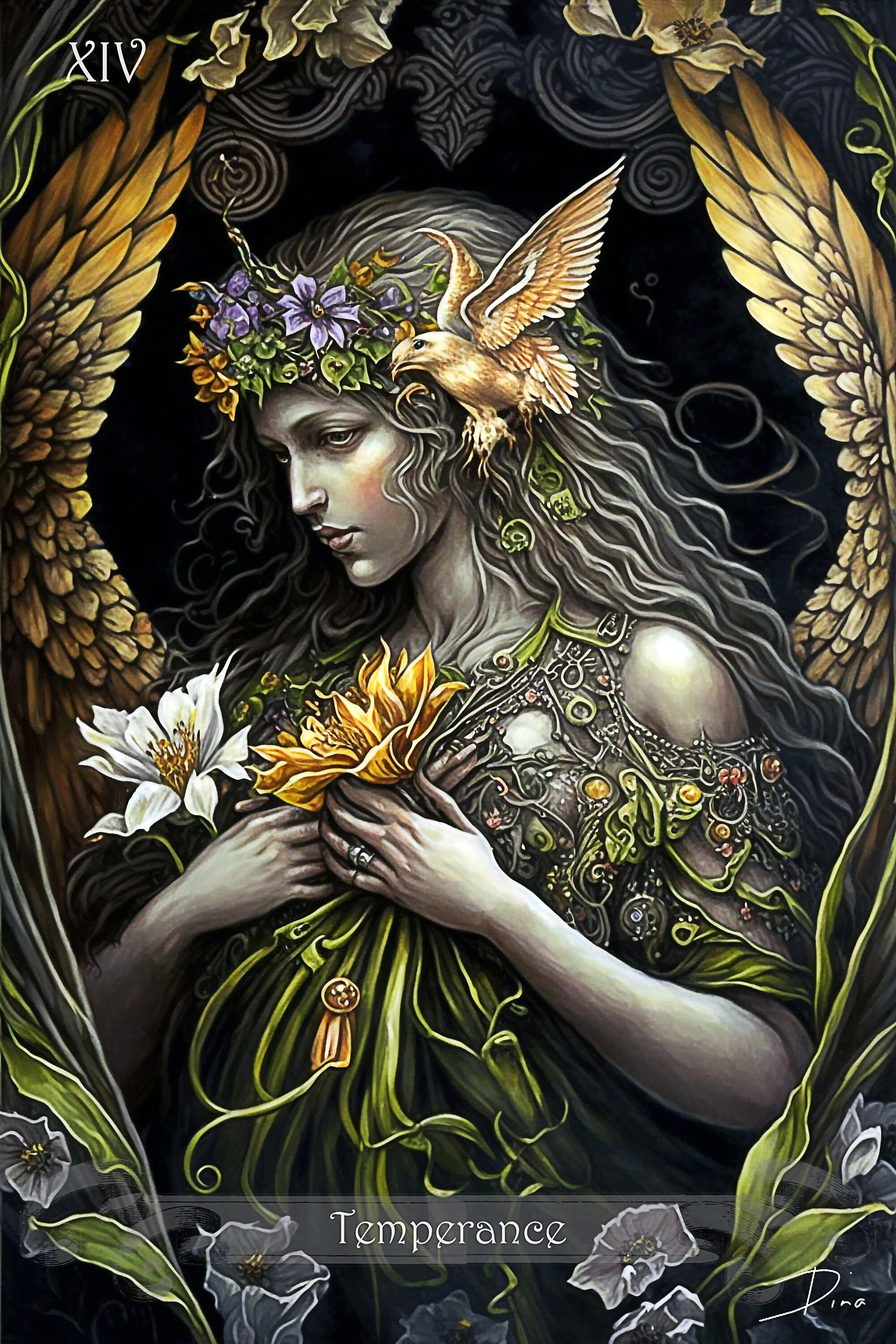 Temperance Tarot Art Nouveau