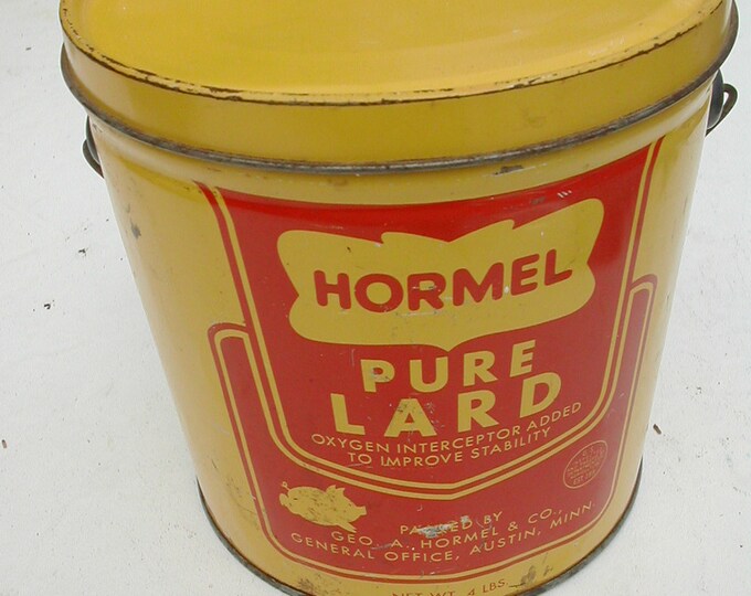 4 Lb. Hormel Pure Lard Can Bright Colors Vintage Storage - Etsy