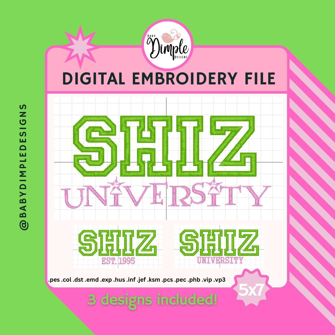 SHIZ University - 3 Designs - Embroidery Design DIGITAL DOWNLOAD ...