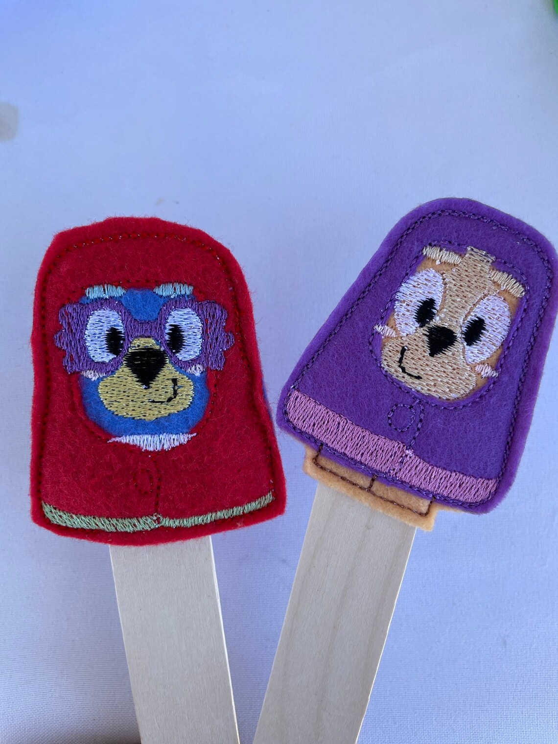 Blue Dog Finger Puppets Bluey Bingo Chilli Bandit the | Etsy