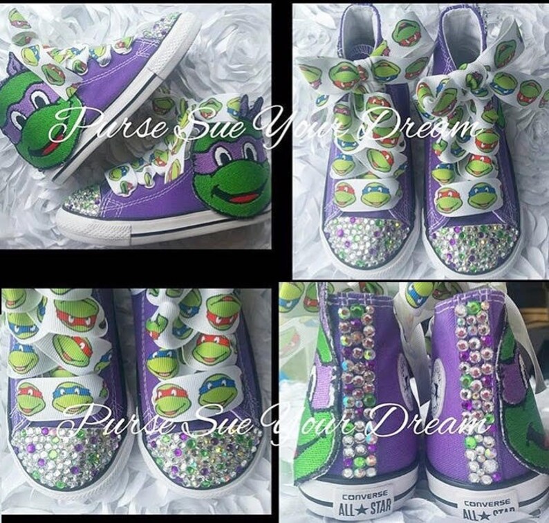 Swarovski Crystal Rhinestone Ninja Turtle Birthday Converse - Etsy