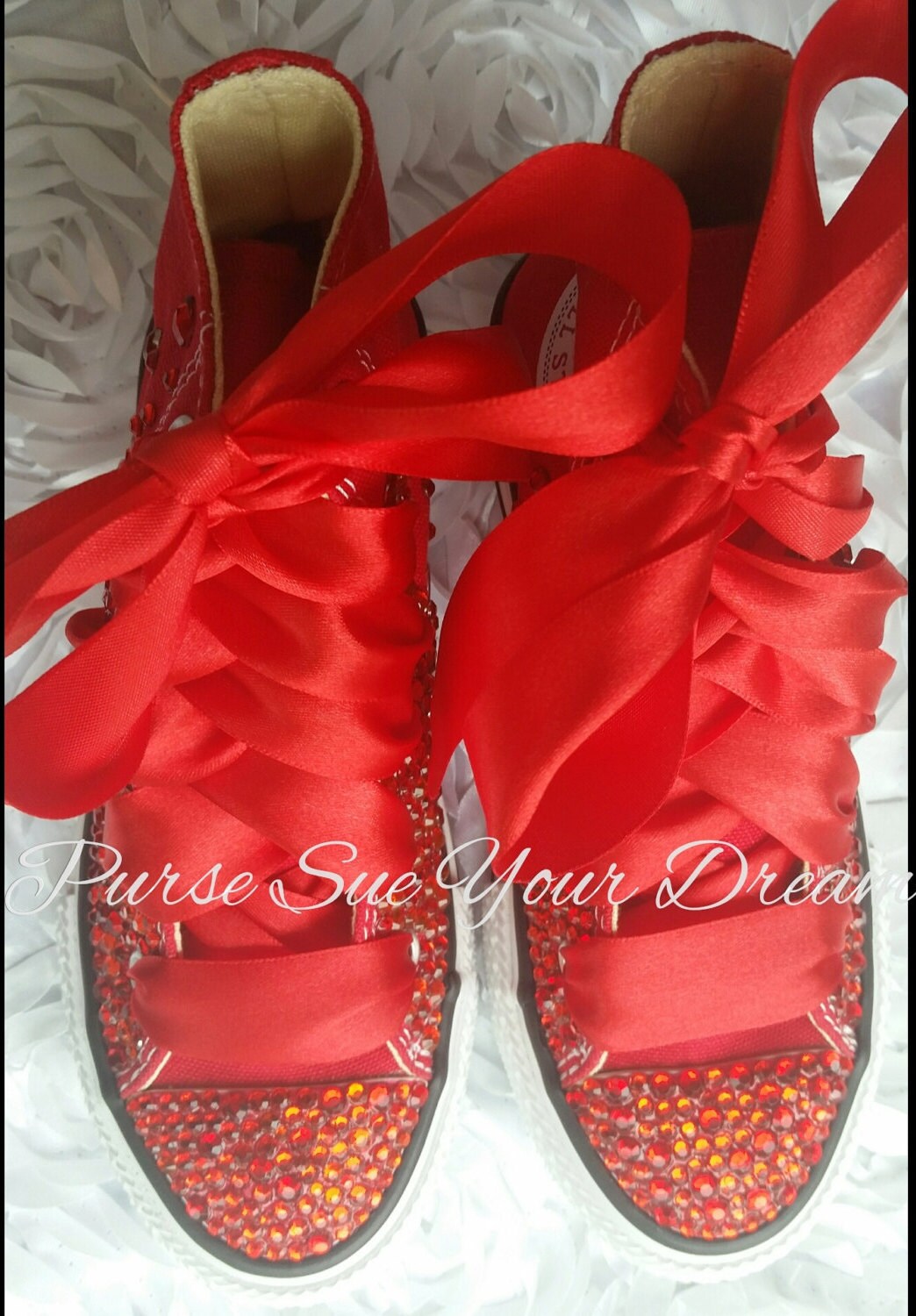 Custom Crystal Rhinestone Ruby Red Converse Shoes Swarovski | Etsy