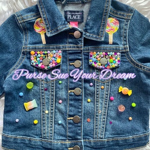 Custom Candy Themed Jean Jacket Candy Birthday Candyland Candy Shoppe ...