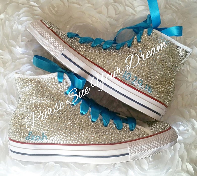 Swarovski Crystal Rhinestone High Top Converse Shoes Wedding - Etsy