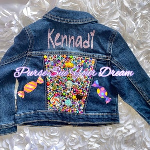 Custom Candy Themed Jean Jacket Candy Birthday Candyland Candy Shoppe ...