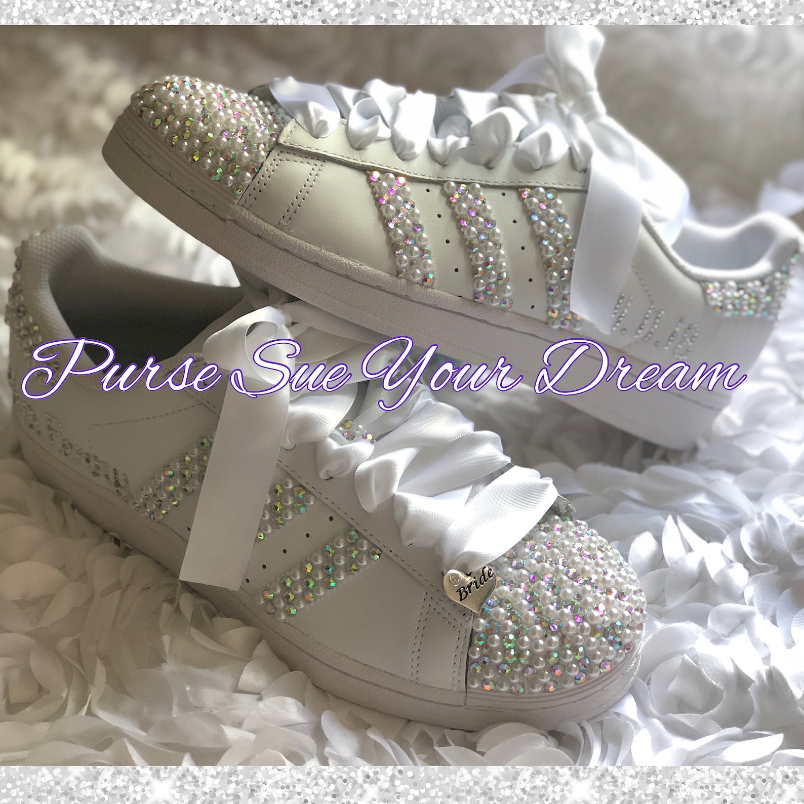 Swarovski Crystal and Pearl Design Bridal Adidas Superstar | Etsy