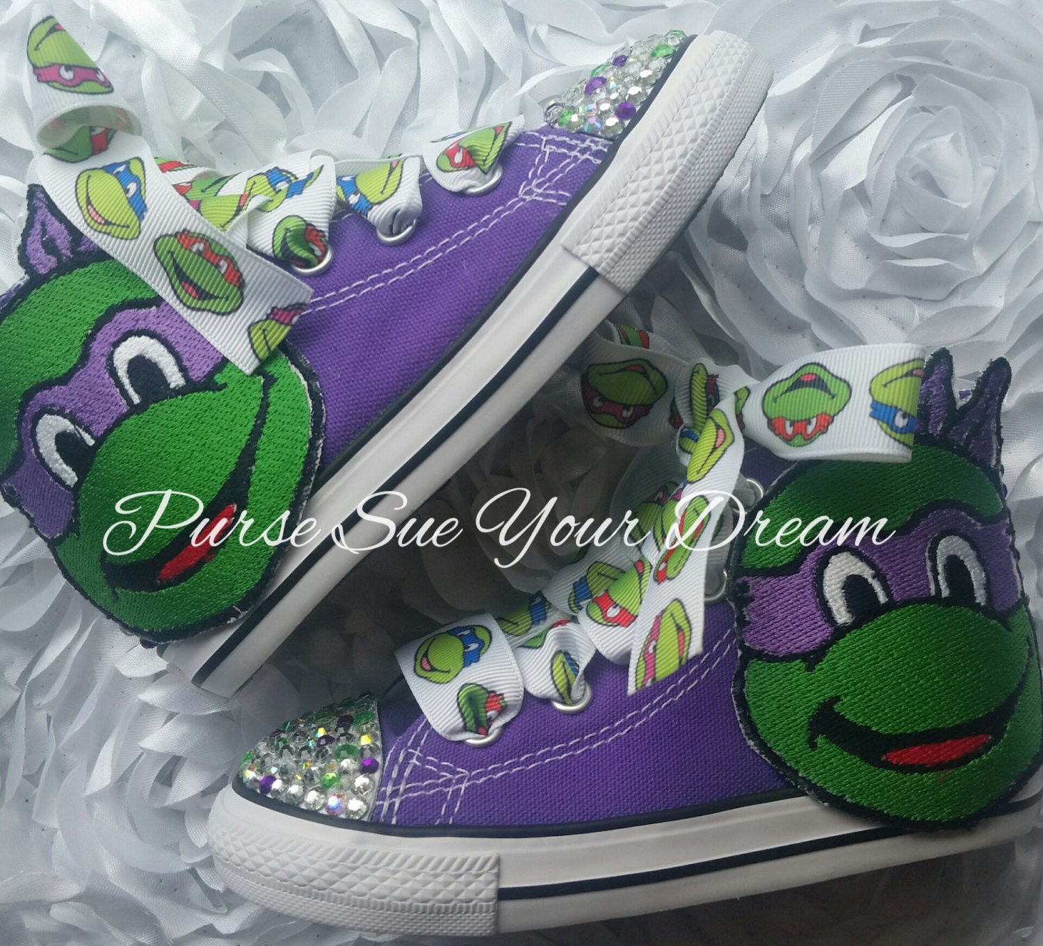 Swarovski Crystal Rhinestone Ninja Turtle Birthday Converse | Etsy