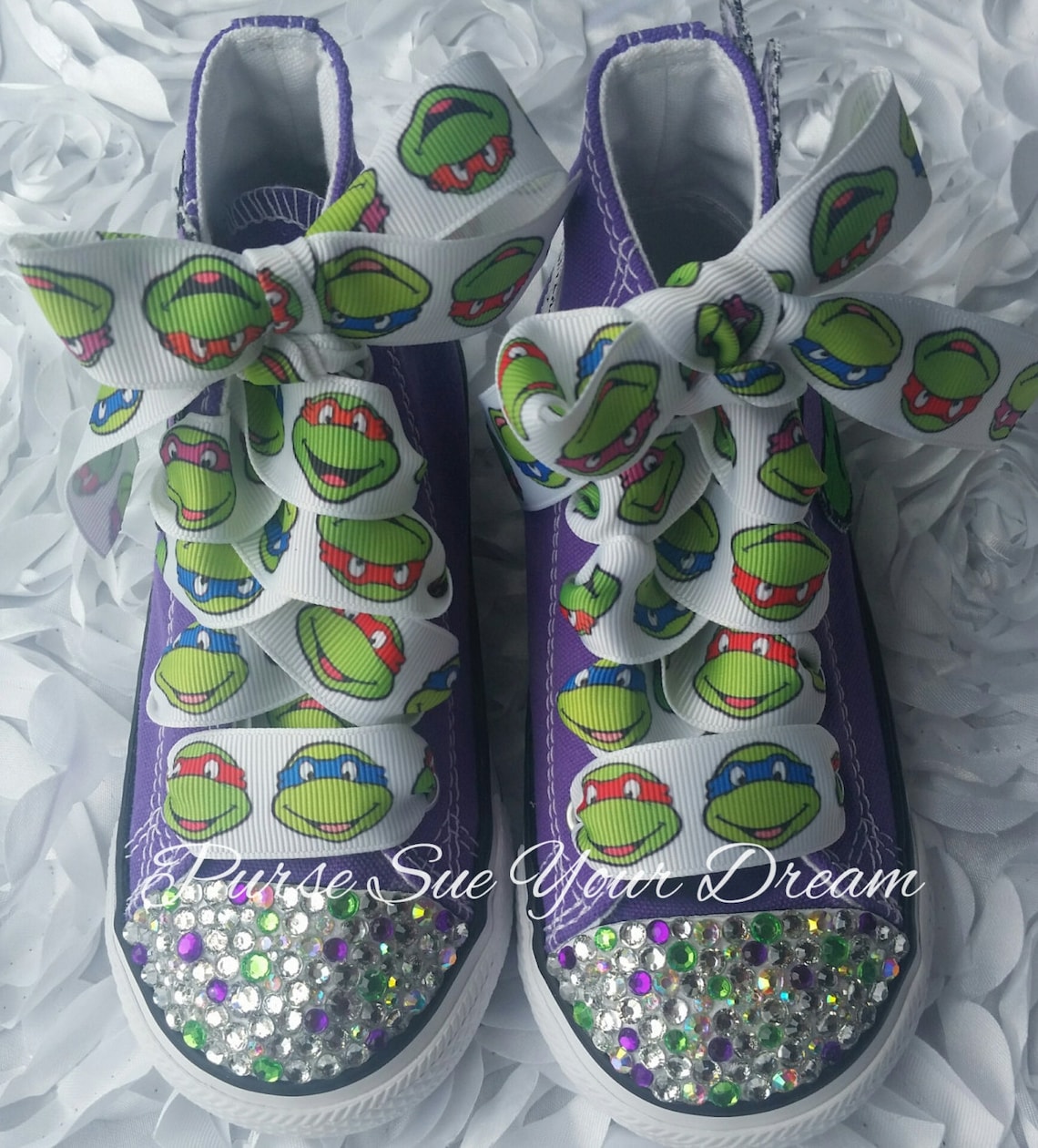 Swarovski Crystal Rhinestone Ninja Turtle Birthday Converse - Etsy