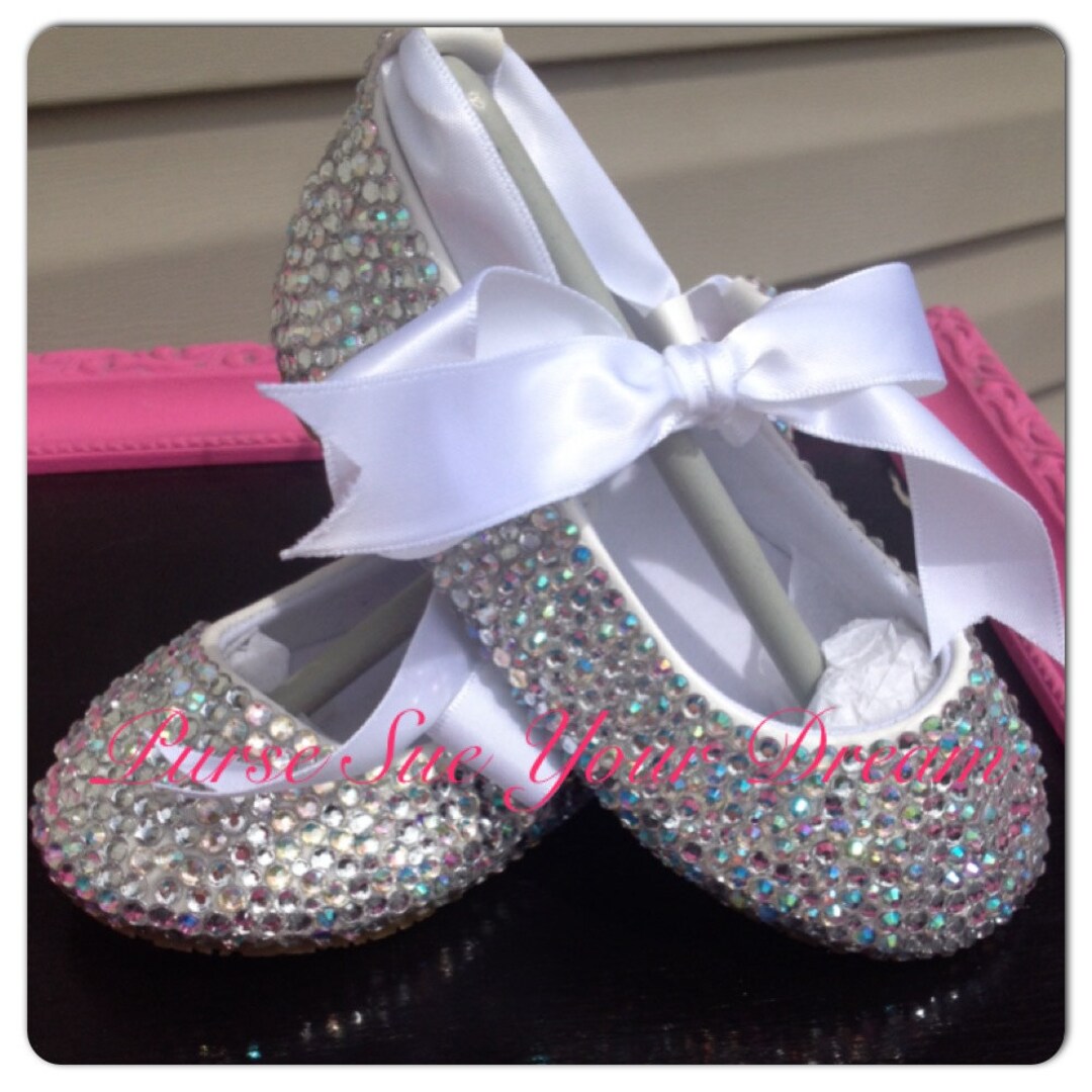 Crystal Rhinestone Ballet Flats Shoes Wedding Pageant christening ...