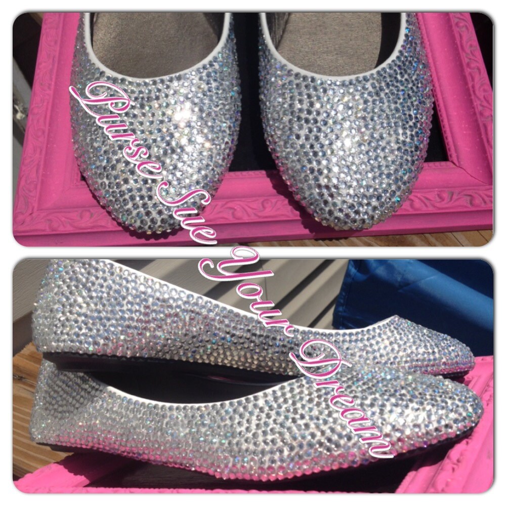 Custom Crystal Rhinestone Ballet Flat Shoes Wedding Shoes | Etsy