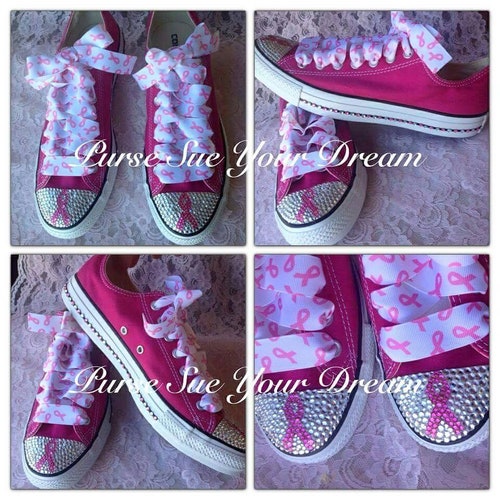 Breast Cancer Awareness Bling Converse - Etsy