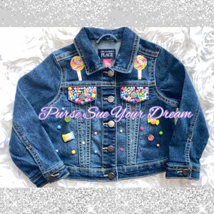 Custom Candy Themed Jean Jacket Candy Birthday Candyland Candy Shoppe ...