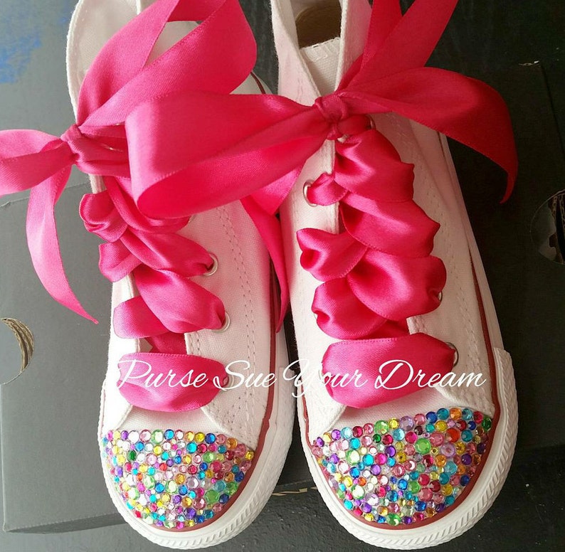 Swarovski Crystal Rhinestone Rainbow Themed Converse Hi Top - Etsy