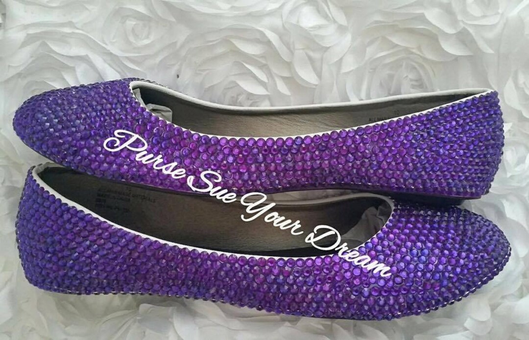 Custom Amethyst Purple Swarovski Crystal Rhinestone Ballet Flat Shoes ...