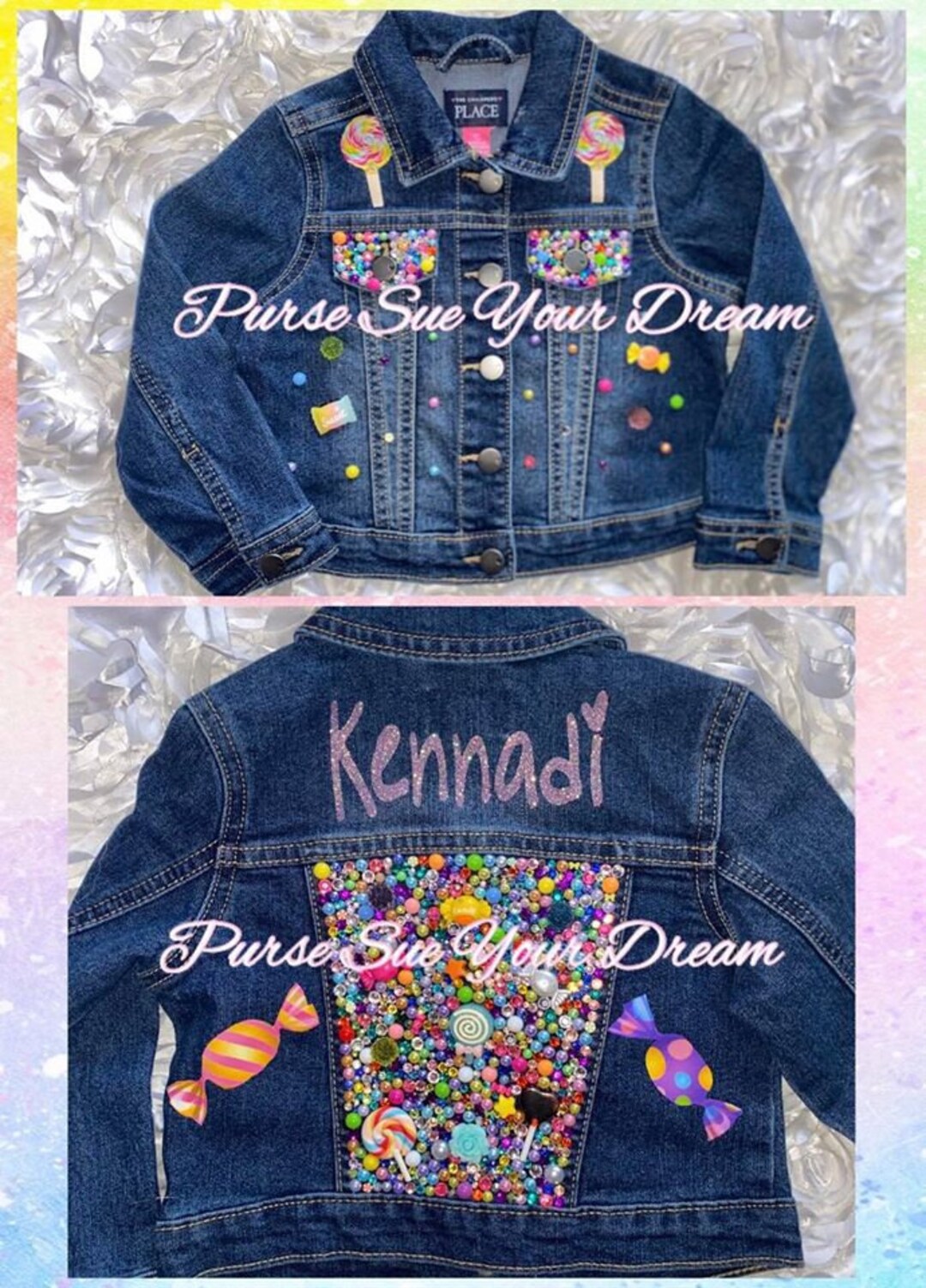 Custom Candy Themed Jean Jacket Candy Birthday Candyland Candy Shoppe ...