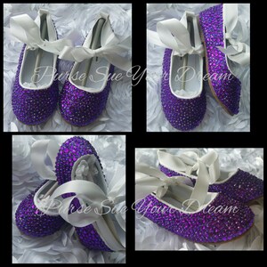 Custom Amethyst Purple Swarovski Crystal Rhinestone Ballet Flat Shoes ...