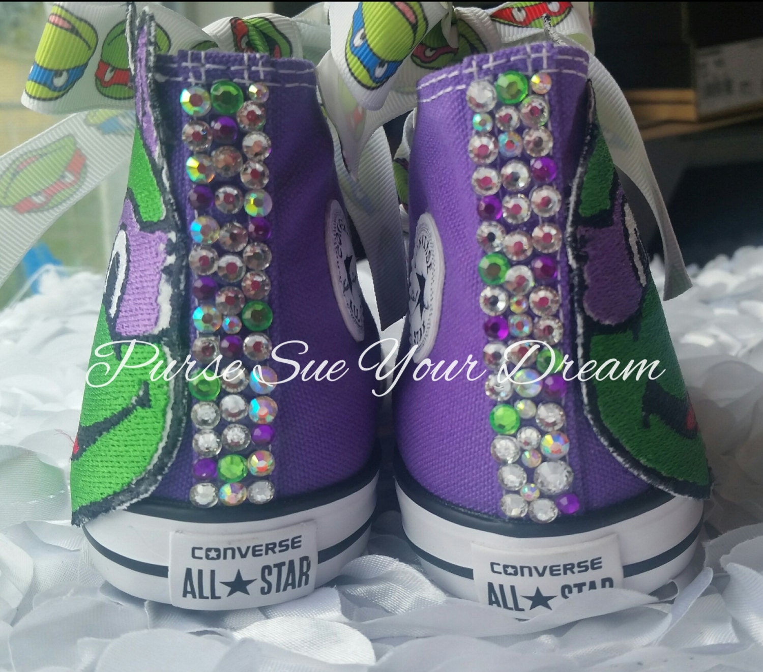 Swarovski Crystal Rhinestone Ninja Turtle Birthday Converse | Etsy