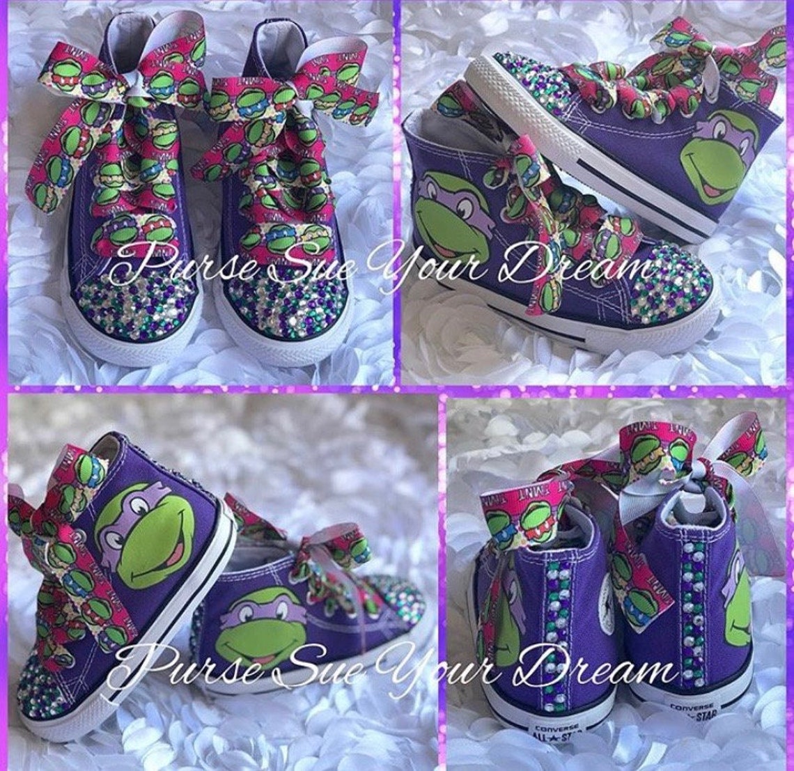 Swarovski Crystal Rhinestone Ninja Turtle Birthday Converse - Etsy