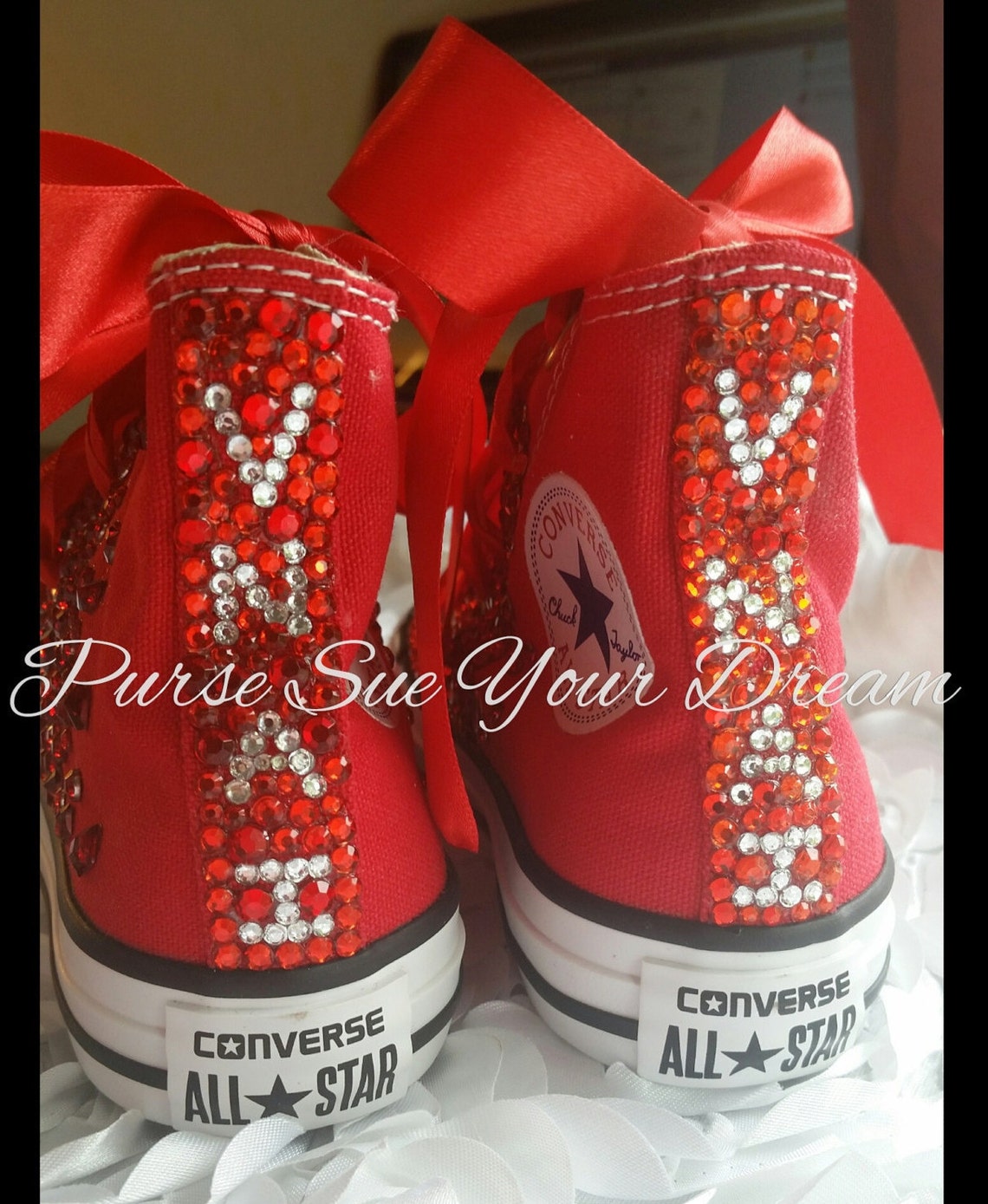 Custom Crystal Rhinestone Ruby Red Converse Shoes Swarovski - Etsy