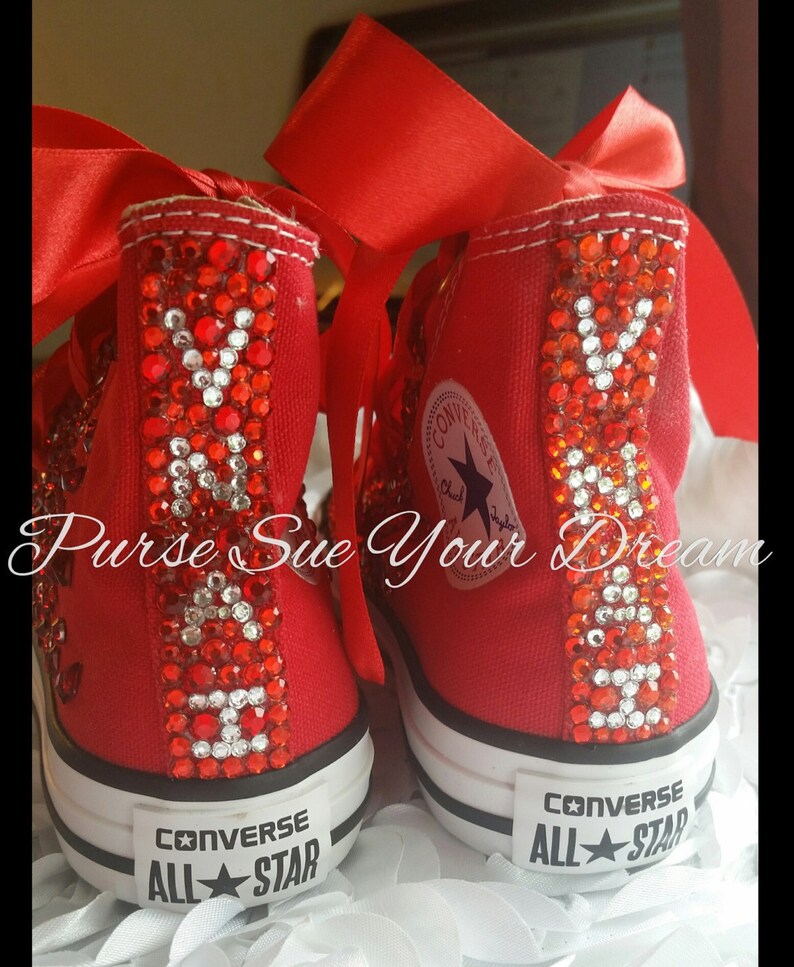 Custom Crystal Rhinestone Ruby Red Converse Shoes Swarovski - Etsy