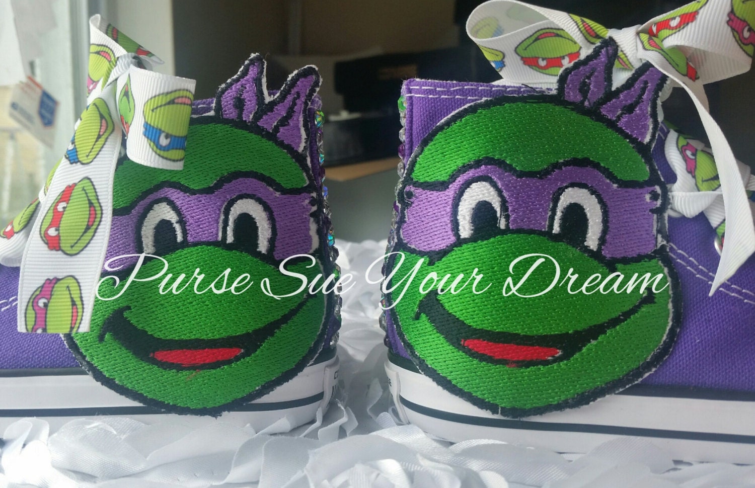 Swarovski Crystal Rhinestone Ninja Turtle Birthday Converse | Etsy