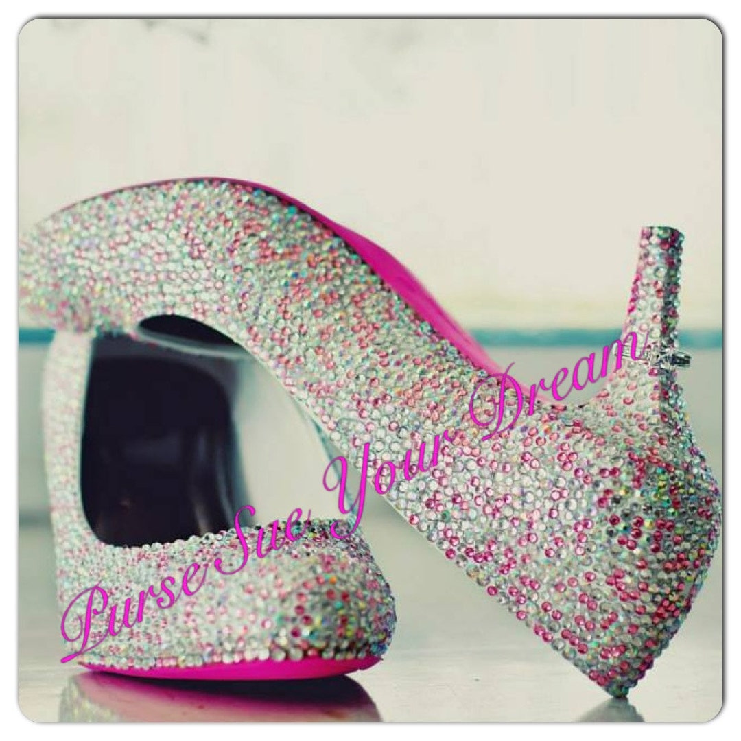 Custom Bridal Crystal Rhinestone Heels Wedding Heels Swarovski Crystal ...