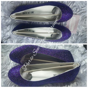 Custom Amethyst Purple Swarovski Crystal Rhinestone Ballet Flat Shoes ...