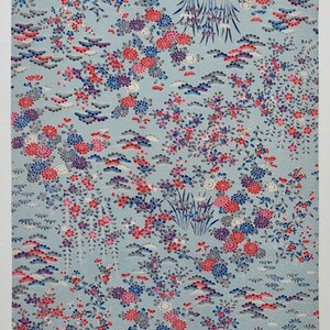 Vintage Japanese Kimono Fabric - Yuzen Floral Chirimen Silk Kimono ...