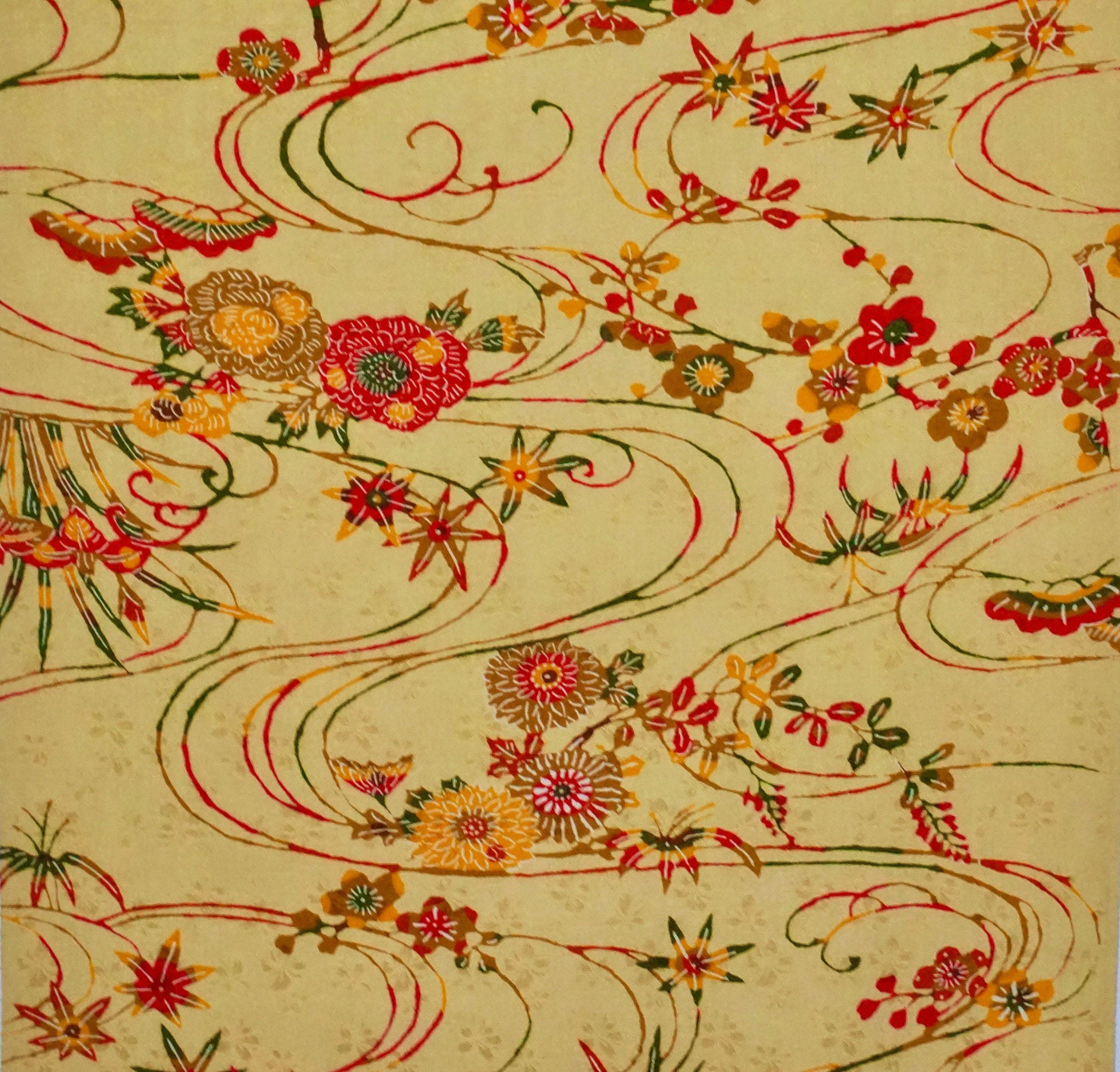 Vintage Floral Bingata Jinken Kimono Fabric - Etsy