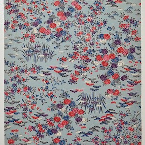 Vintage Japanese Kimono Fabric - Yuzen Floral Chirimen Silk Kimono ...