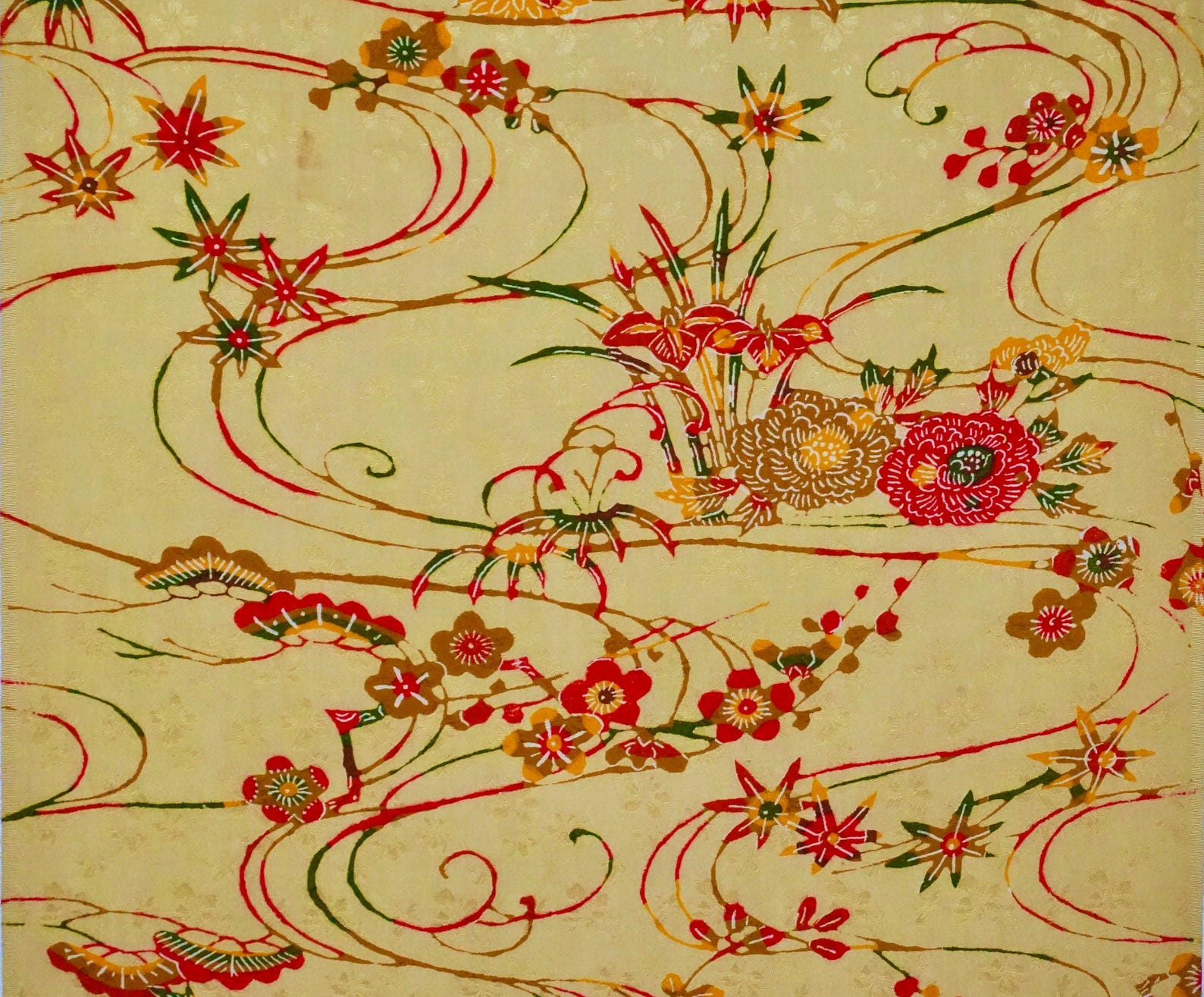 Vintage Floral Bingata Jinken Kimono Fabric - Etsy