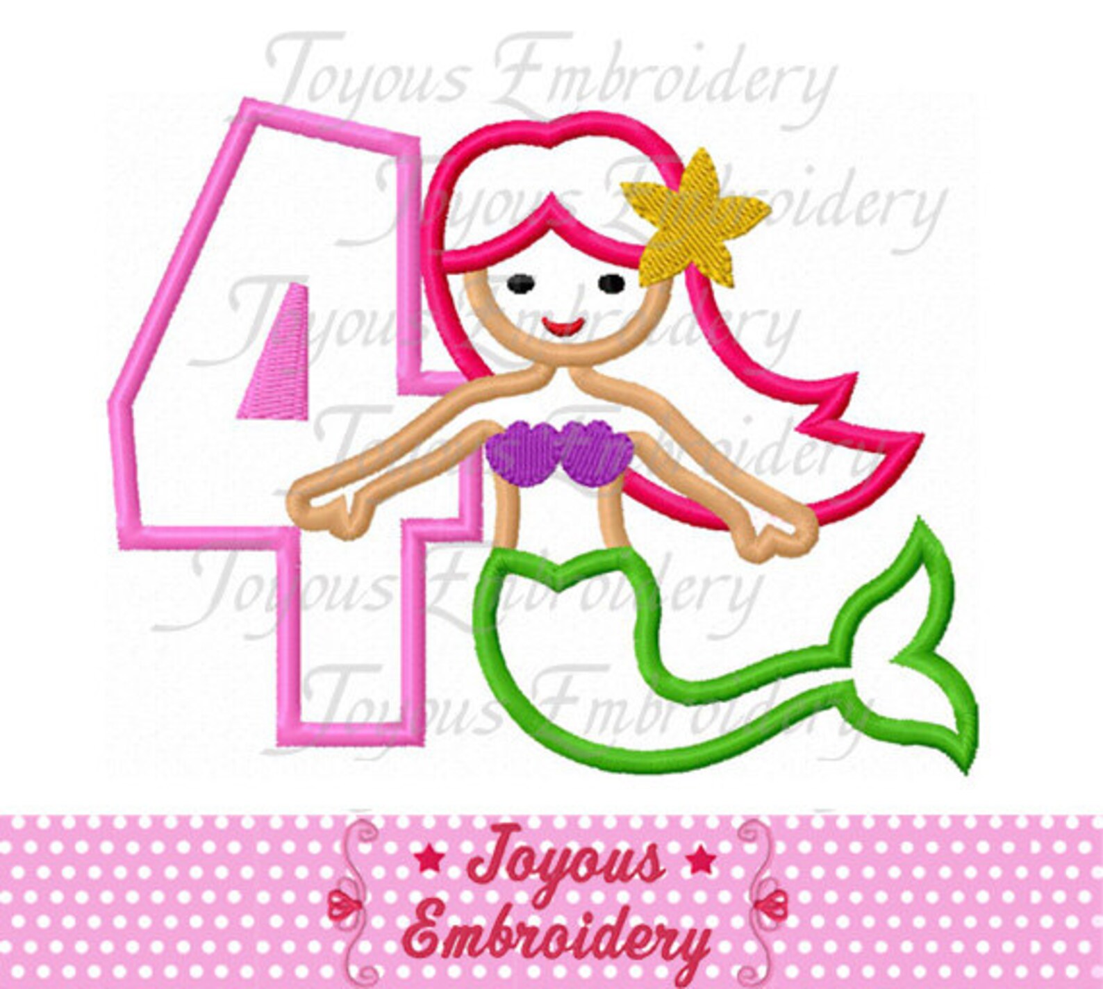 Mermaid Number 4 Applique Machine Embroidery Design Mermaid - Etsy