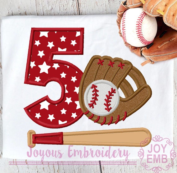 Baseball Number 5 Appliquebaseball Embroiderybaseball - Etsy