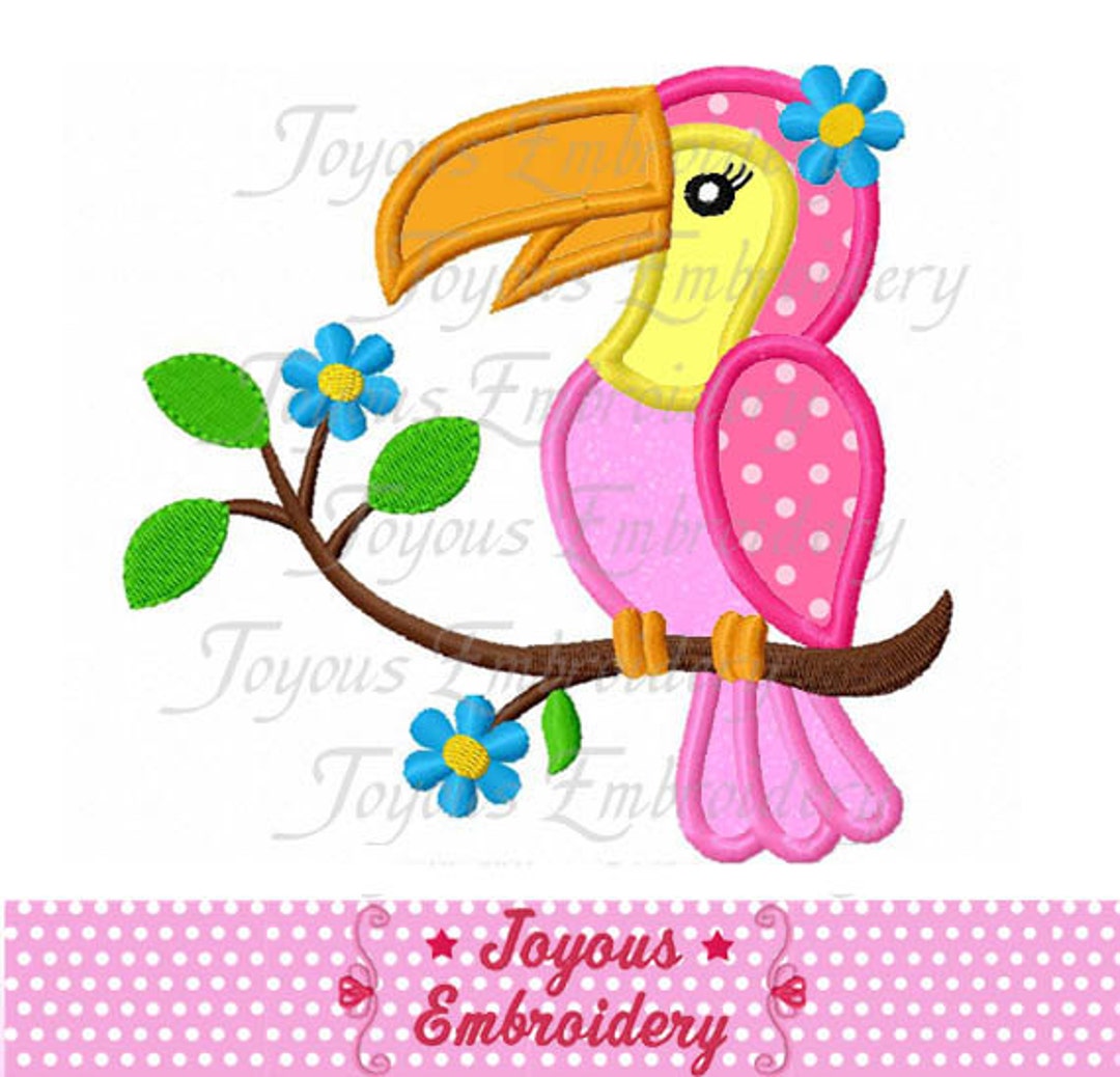 Girl Toucan With Flower Applique Embroidery Design,toucan Machine ...