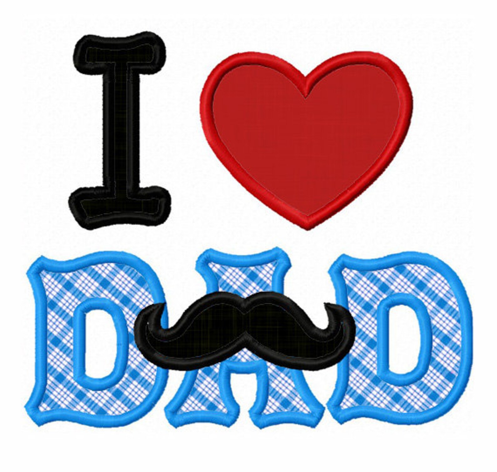 I Love DAD Appliquefather's Day Appliquedad Mustache | Etsy