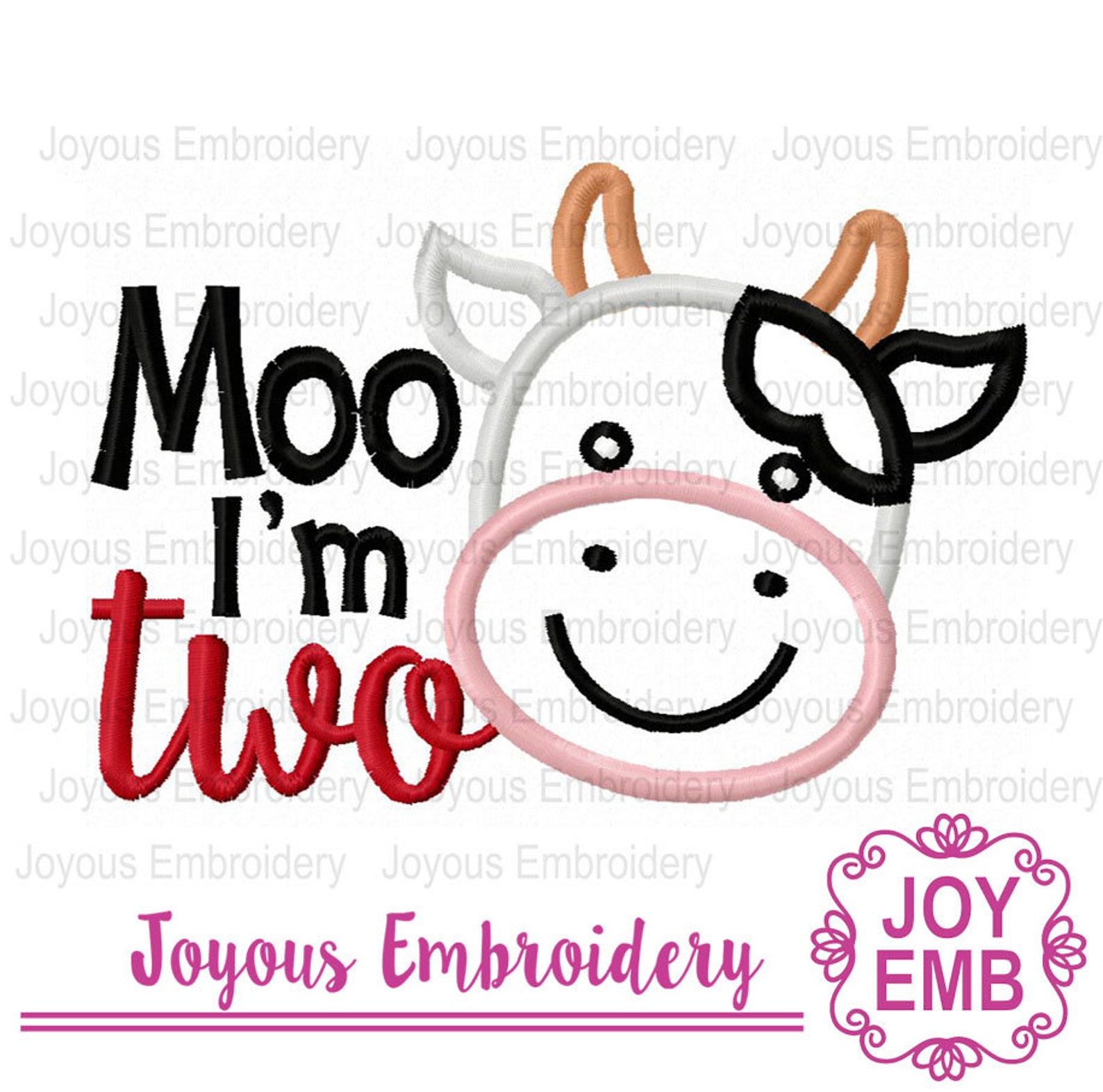 Moo I'm Two Appliquecow Appliquecow Birthday - Etsy