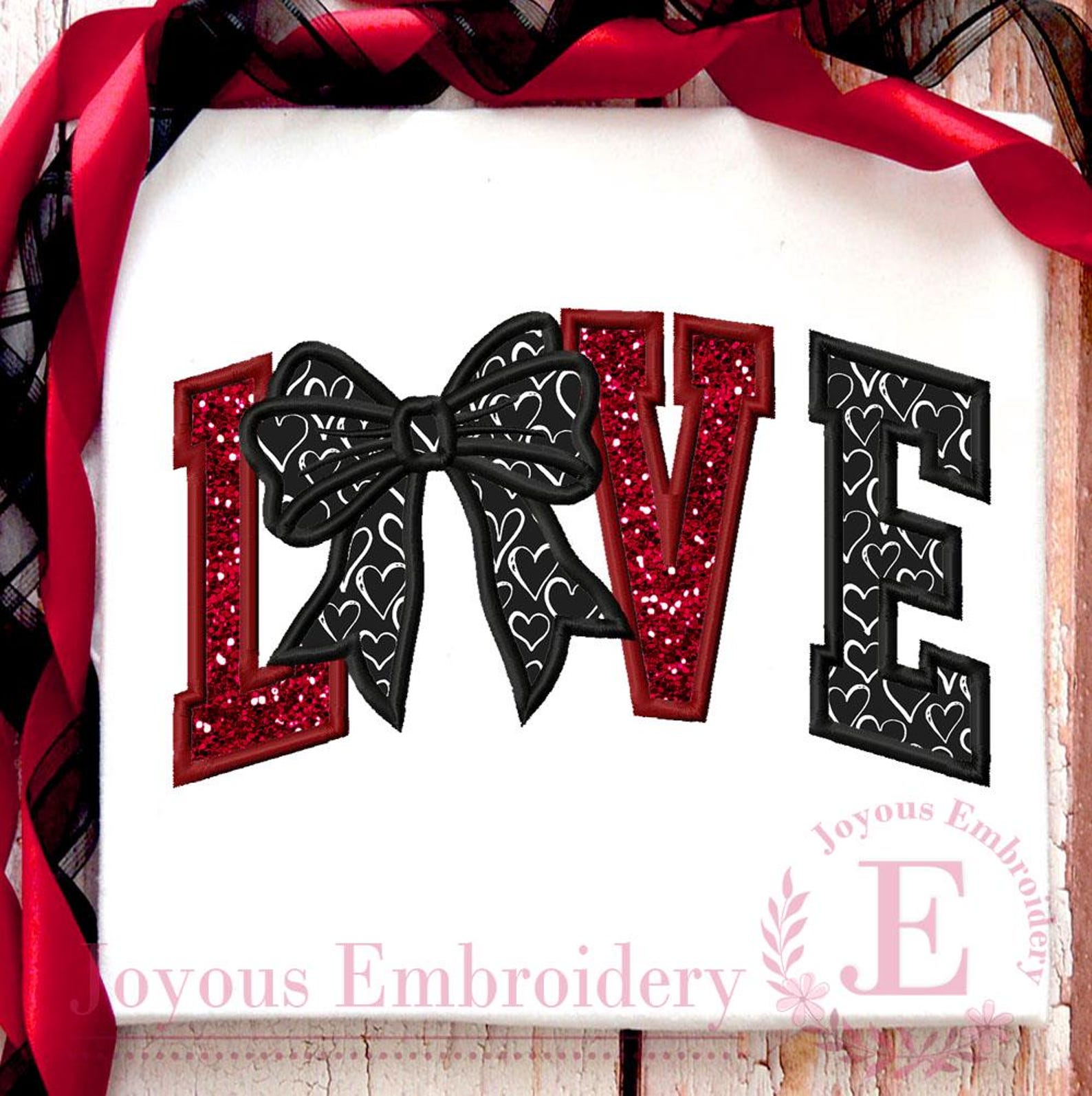 LOVE Embroidery Design,valentine Machine Embroidery File,love Bow ...