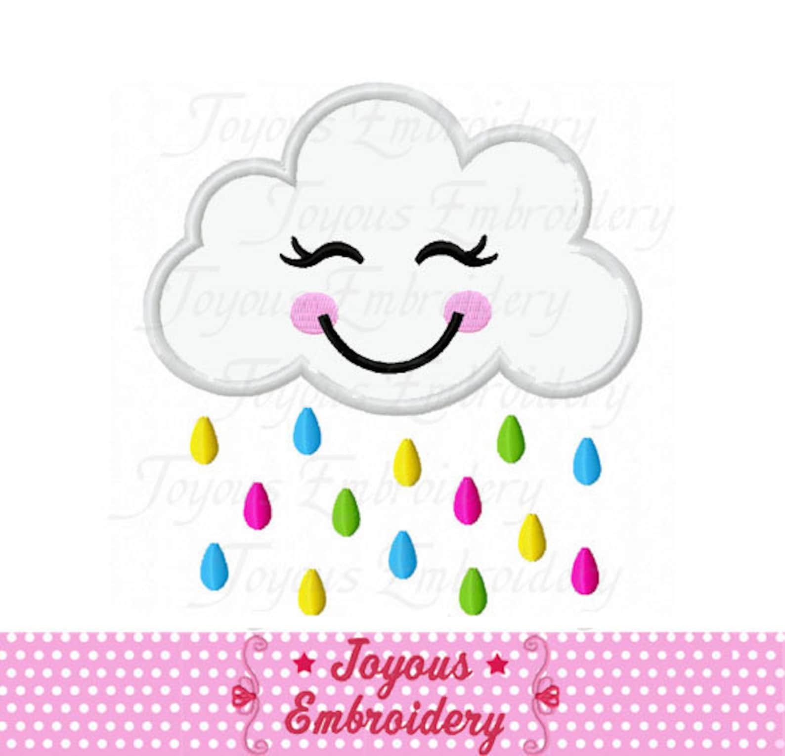 Cloud Applique Machine Embroidery Designrain Appliquerain | Etsy