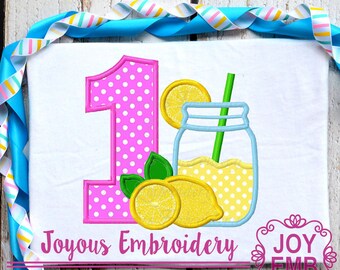 Lemon Number 1 Birthday Machine Embroidery Applique Design - Etsy