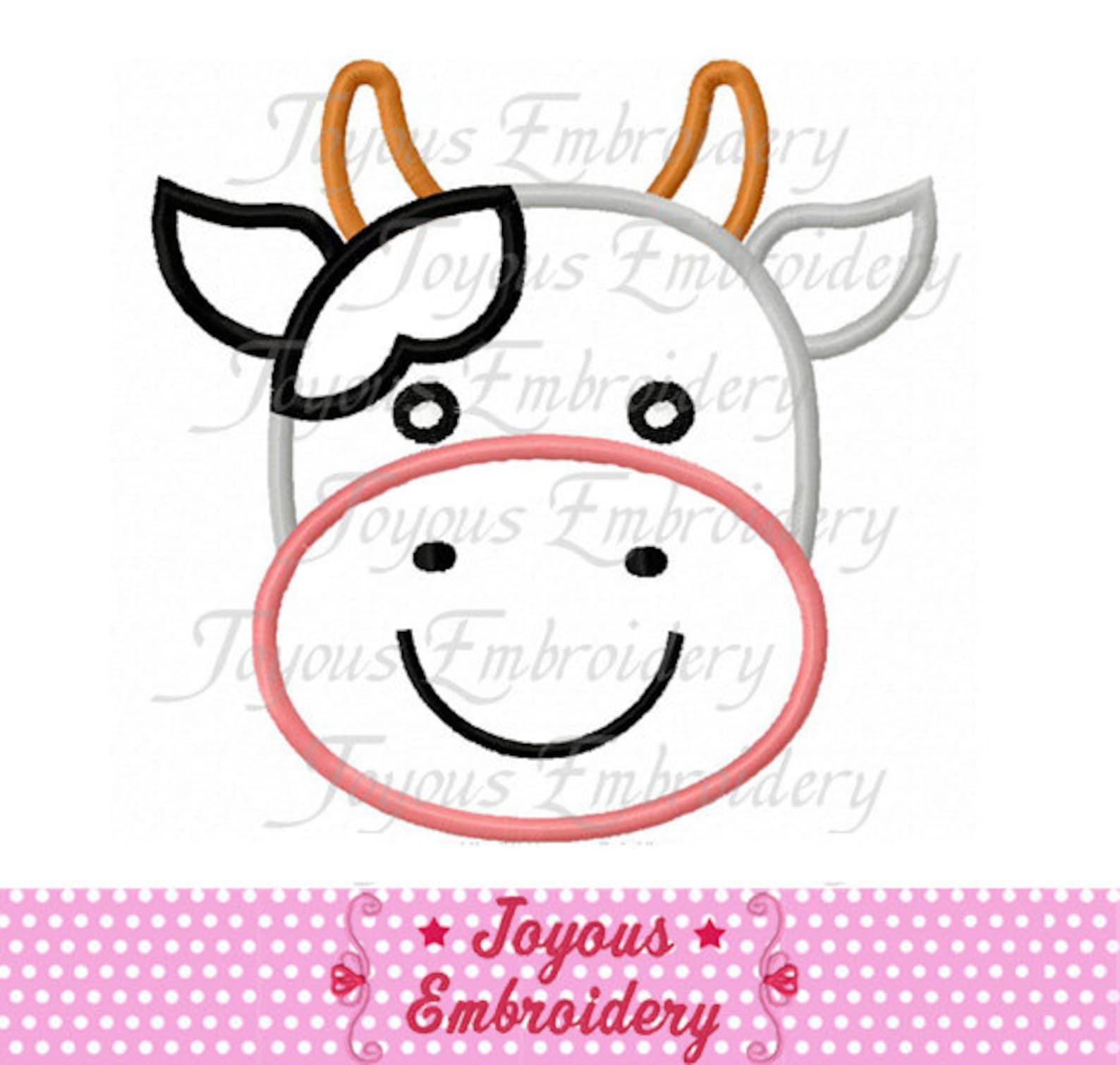 Instant Download Cow Face Applique Machine Embroidery Design NO:2207 - Etsy