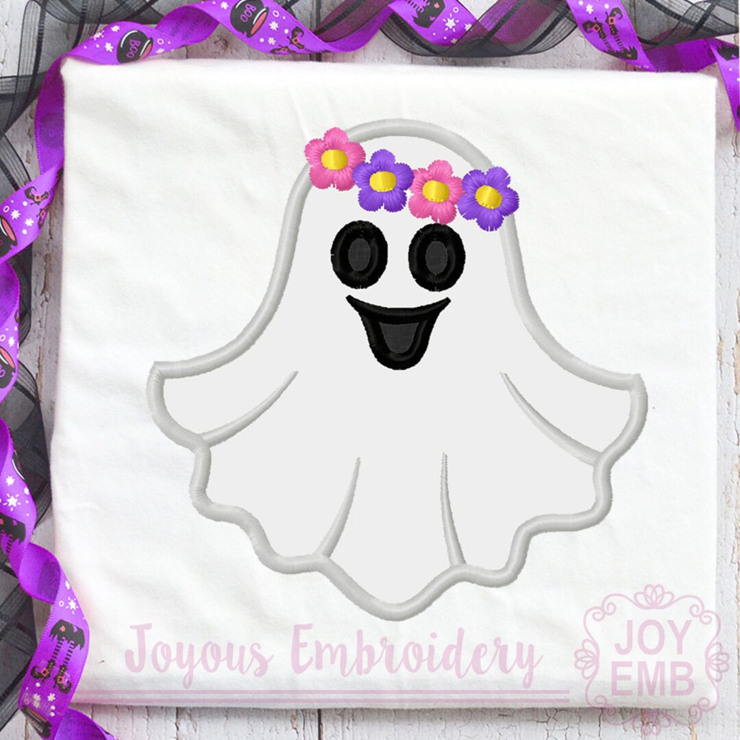 Ghost Girl Applique,spooky Season Embroidery,cute Ghost Embroidery ...