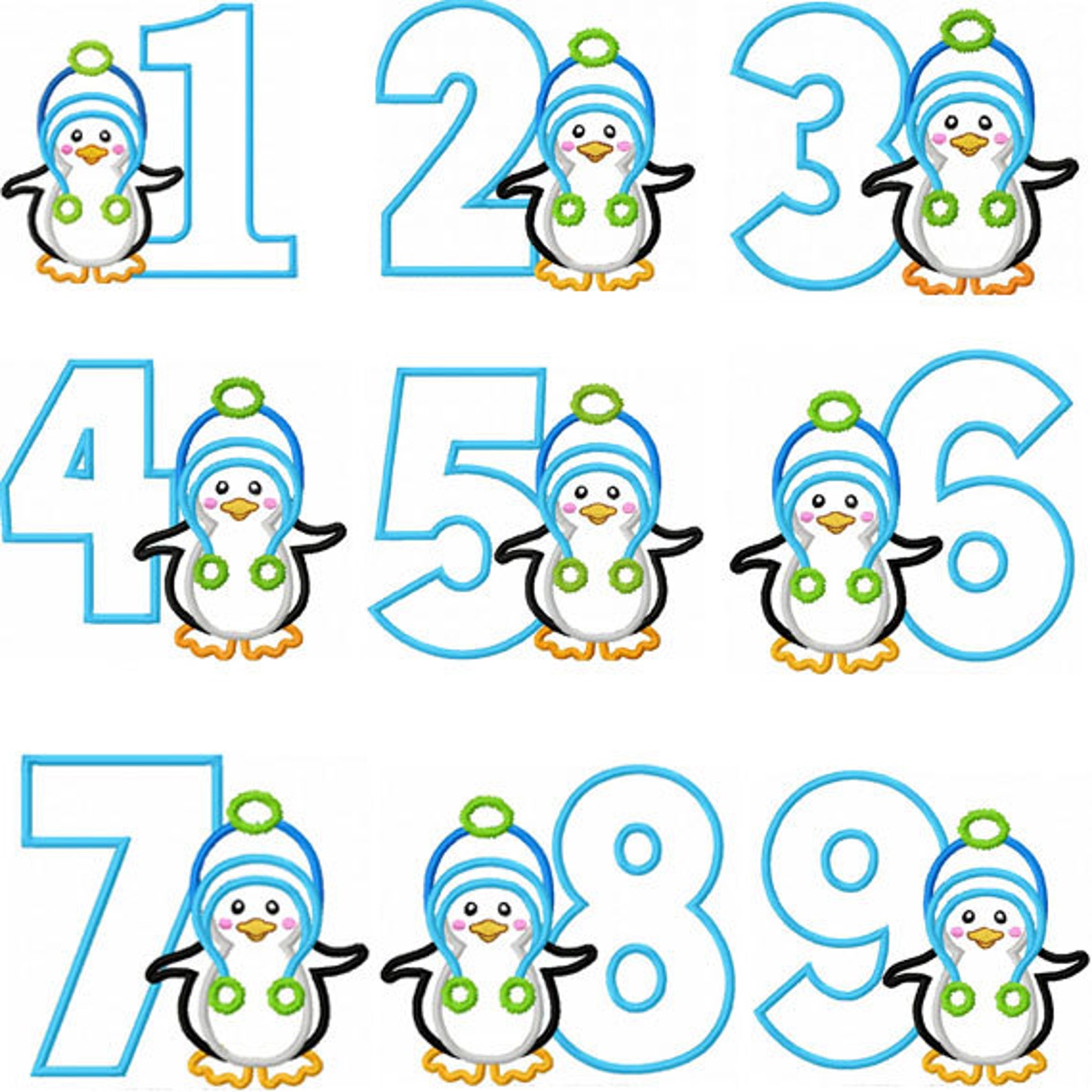 Instant Download Penguin Numbers 1-9 Applique Machine - Etsy